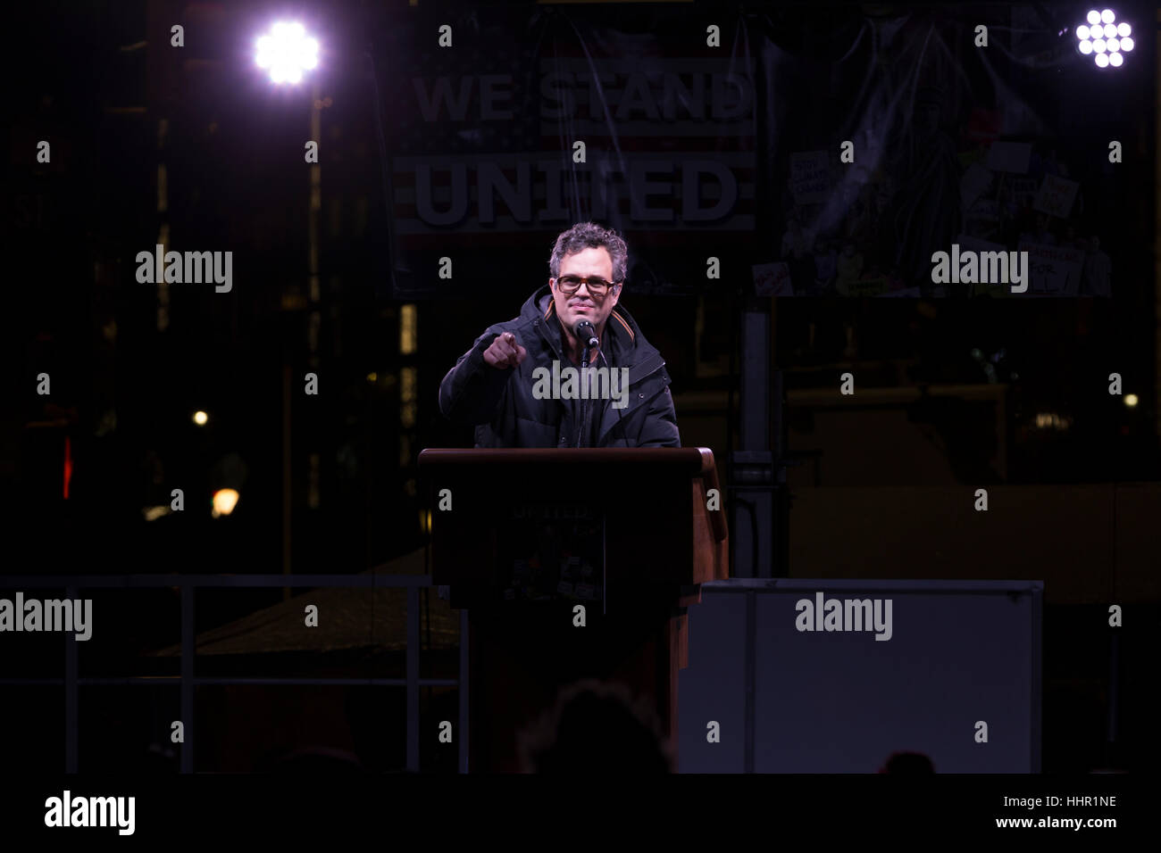 New York, USA. 19th January 2017. Mark Ruffalo speaks onstage during ...