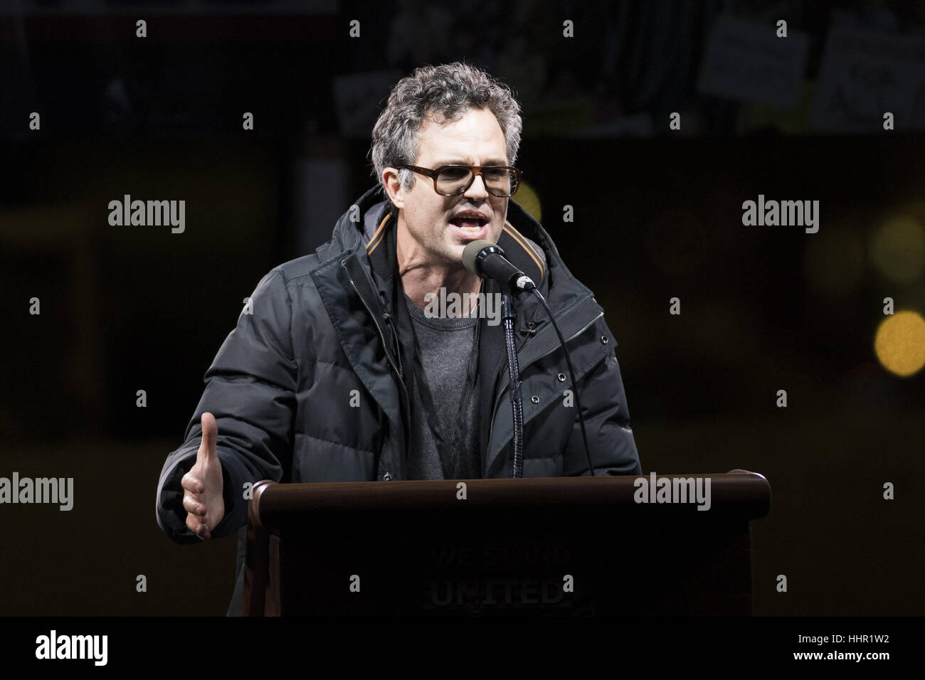 New York City, New York, USA. 19th Jan, 2017. MARK RUFFALO speaking at ...