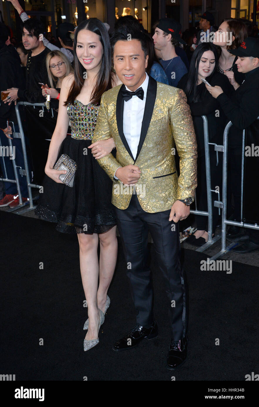 Los Angeles, USA. 19th Jan, 2017. Actor Donnie Yen & wife Cissy Wang at the Los Angeles premiere ...