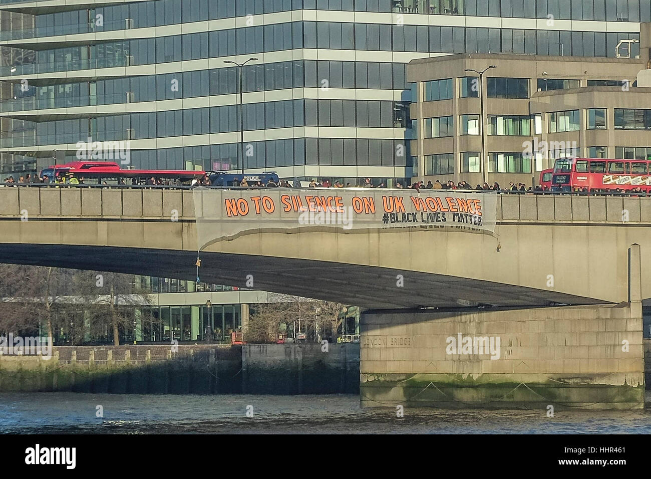 London, UK. 20th January 2017. #BridgesNotWalls stage a protest across ...