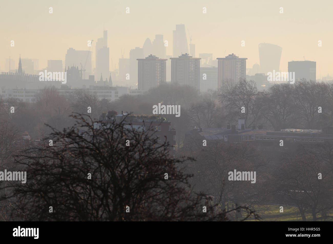 Smog and fumes across Central London from Primrose Hill Nigel Bowles ...