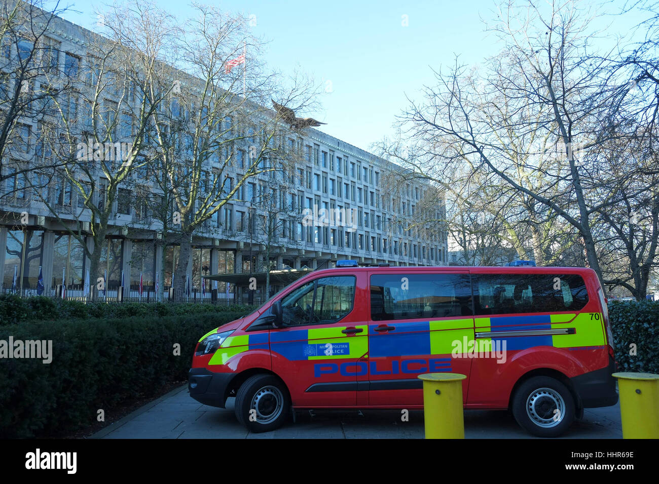 London, UK. 20th Jan, 2017. Security outside the U.S Embassy ahead of ...