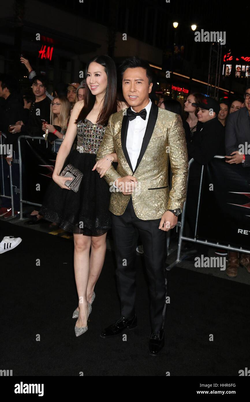 Los Angeles, California, USA. 19th Jan, 2017. Donnie Yen, Cissy Wang at ...