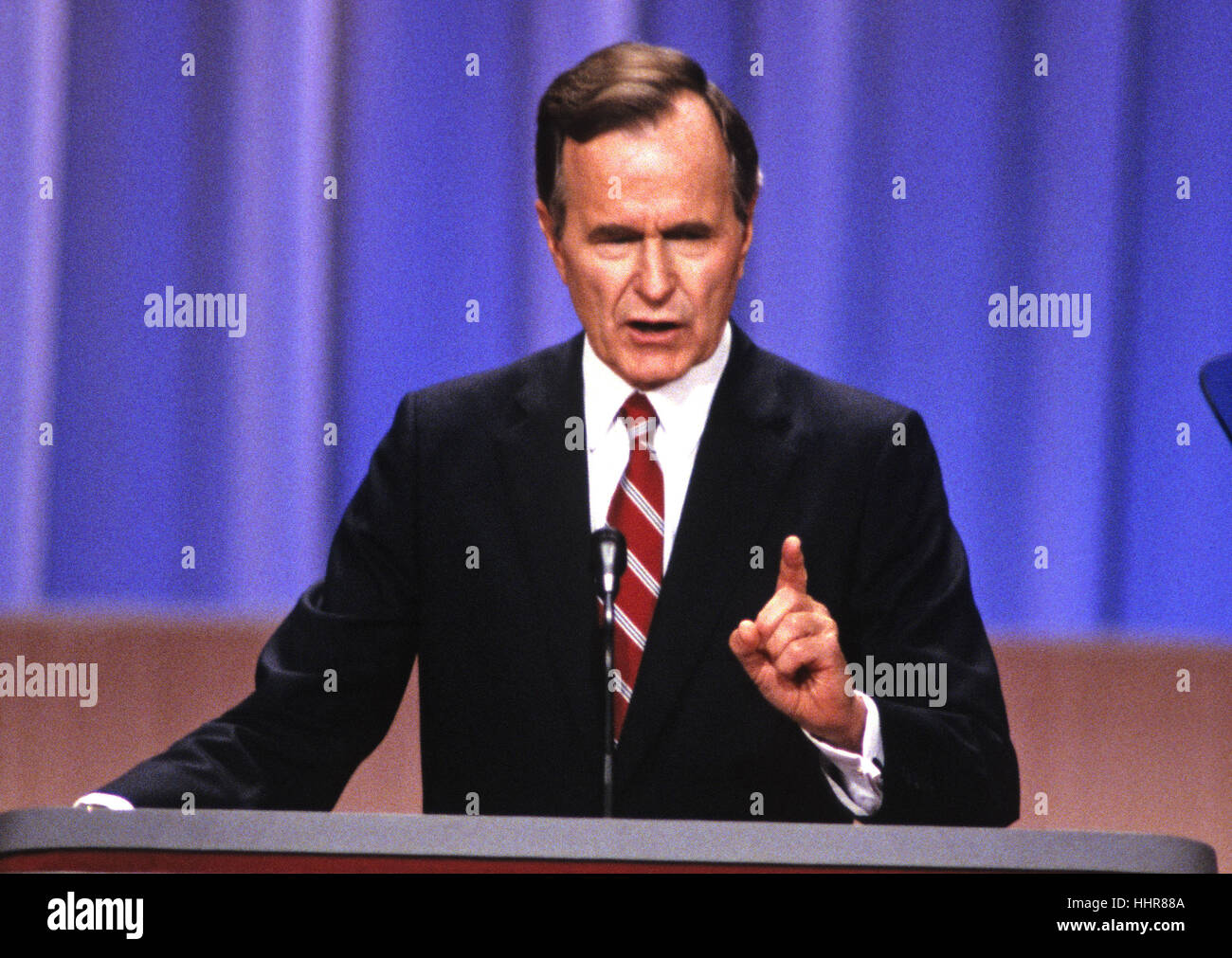 United States Vice President George H.W. Bush on the podium as he ...