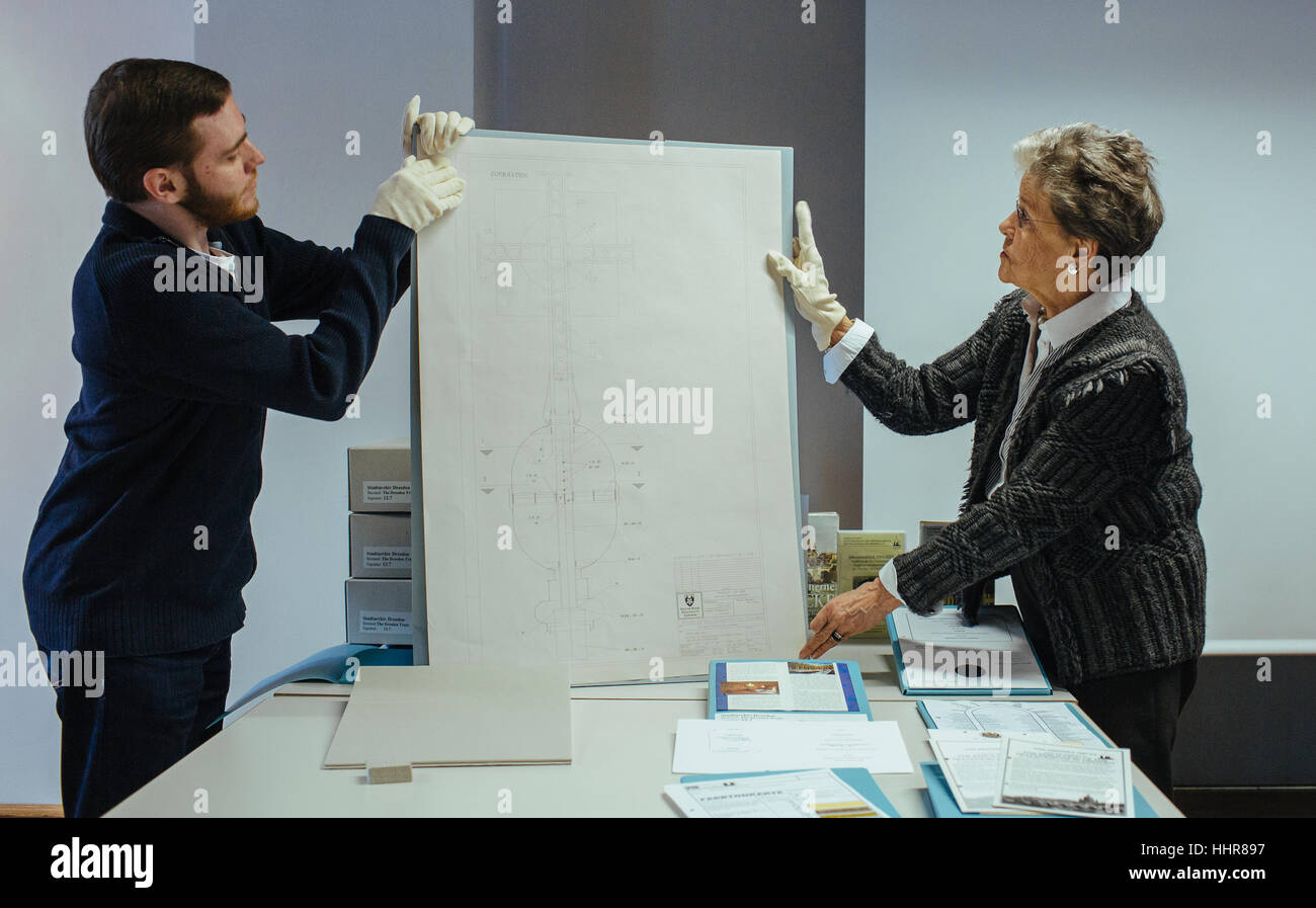 Historian Michael Noth (l.) and Chairwoman of The Dresden Trust ...