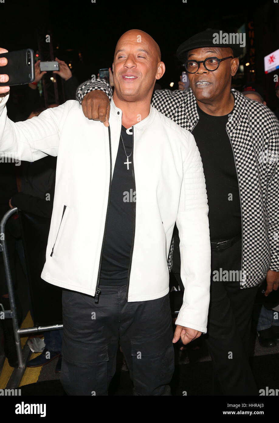 Hollywood, USA. 19th Jan, 2017. Samuel L. Jackson, Vin Diesel seen ...