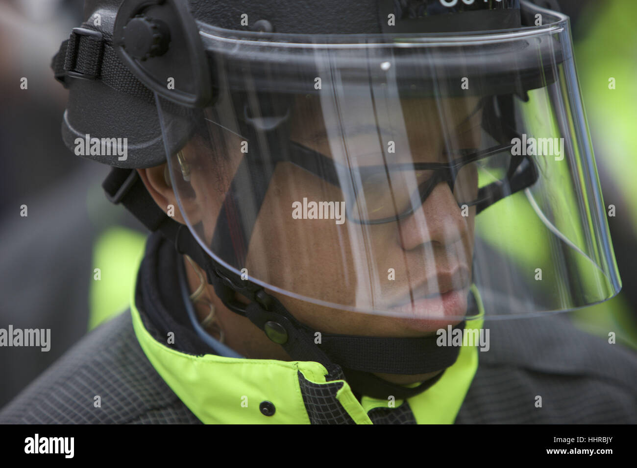 Washington, USA. 20th Jan, 2017. Riot police prepare to deploy to the ...