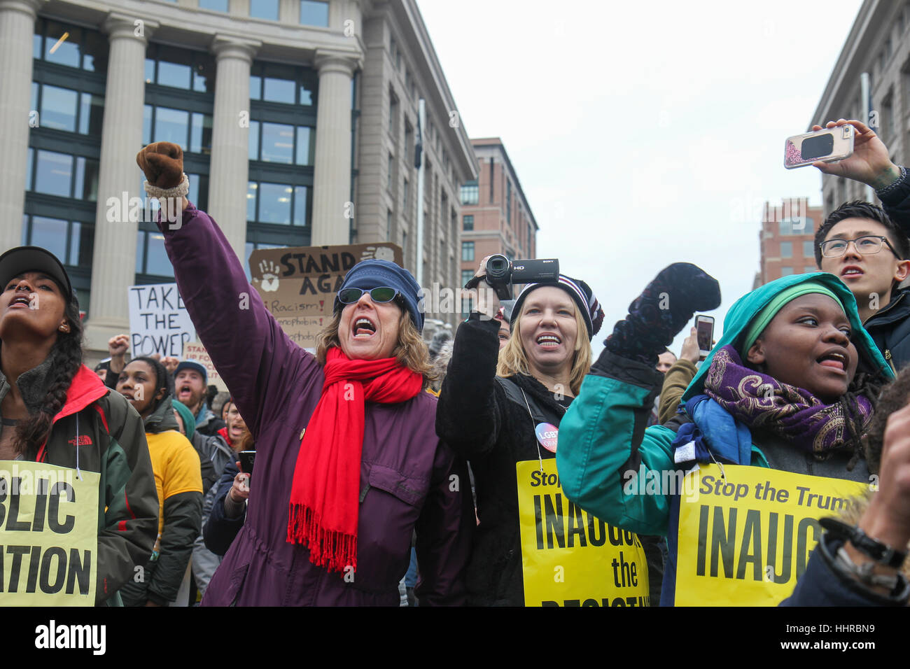 Washington, USA. 20th January, 2017. Protesters at a rally held by the ...