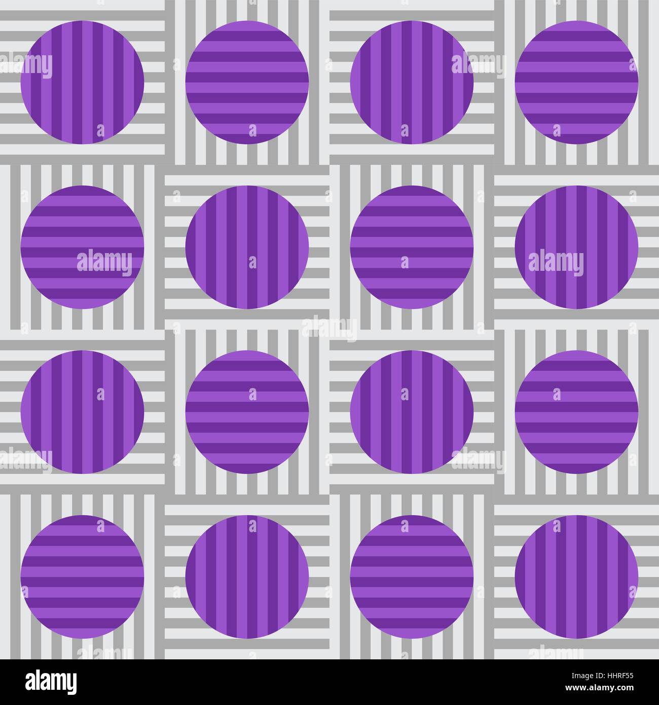 Stripes within circles, perpendicular to stripes within squares in a ...