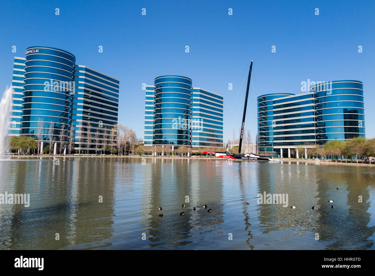 Oracle Corporation headquarters / buildings with a Oracle Team USA ...
