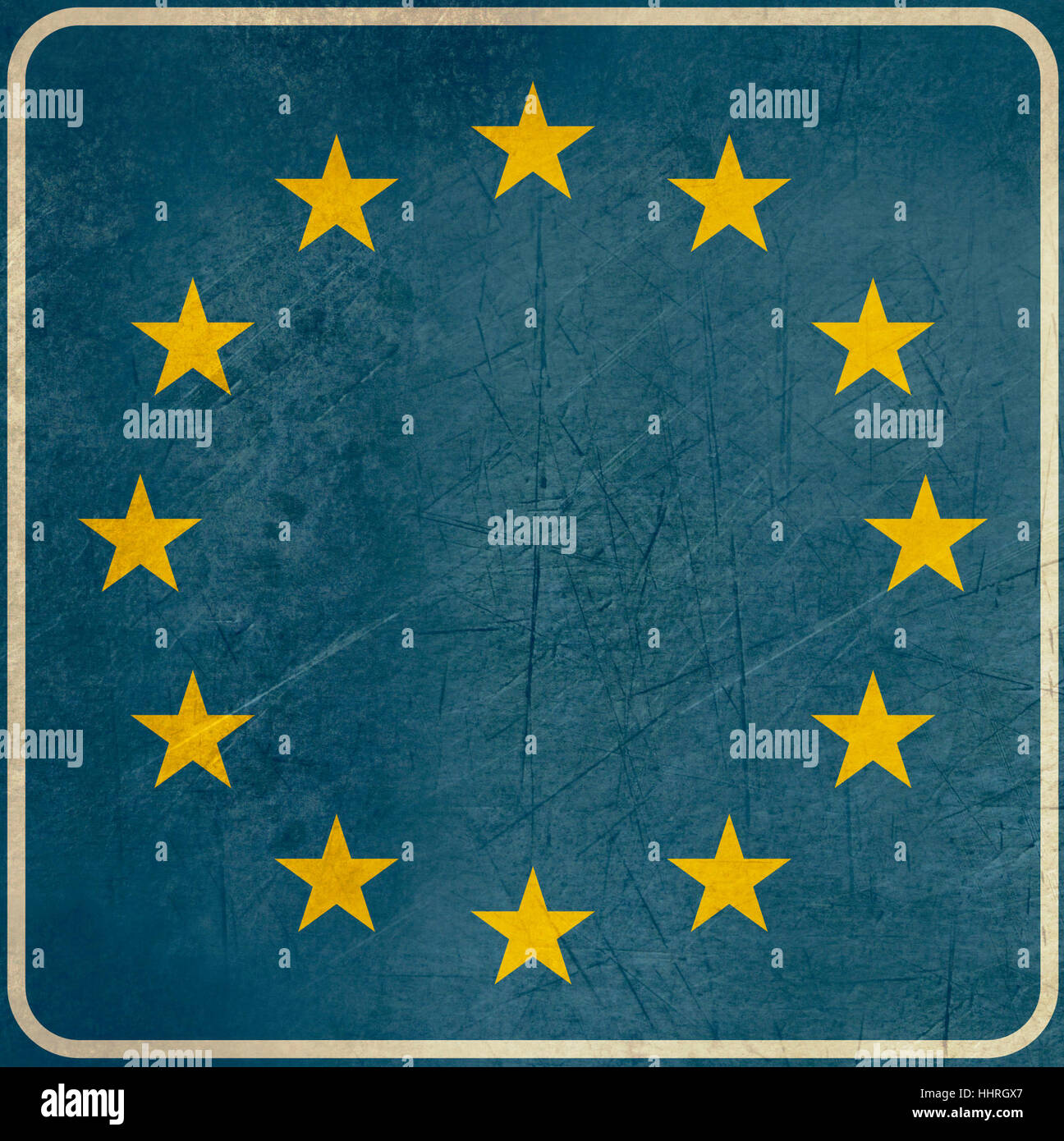 Grunge European Union road sign with copy space, isolated on white ...