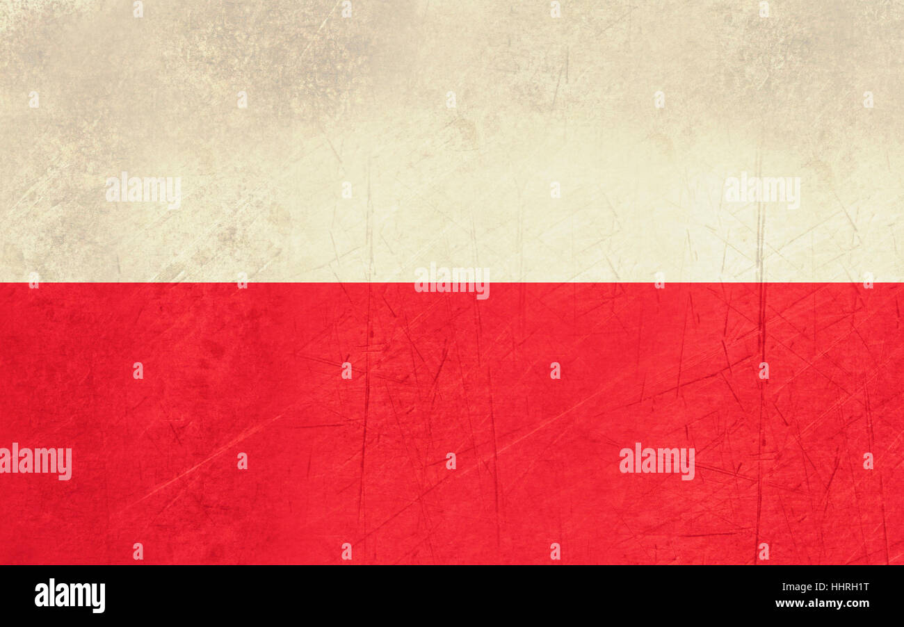 Grunge sovereign state flag of country of Poland in official colors ...