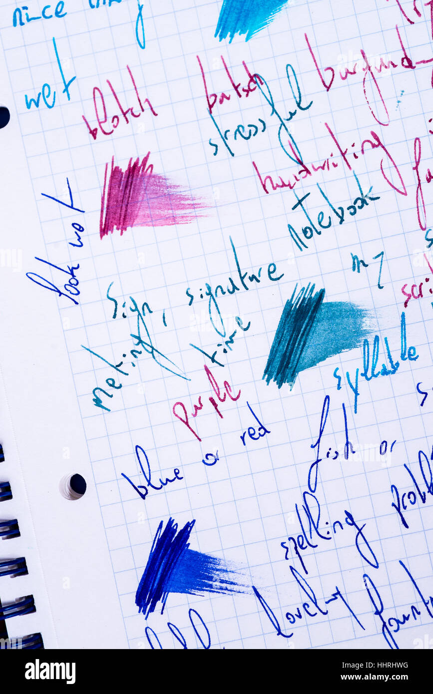 Handwritten scribbling in different fountain ink colours and line ...