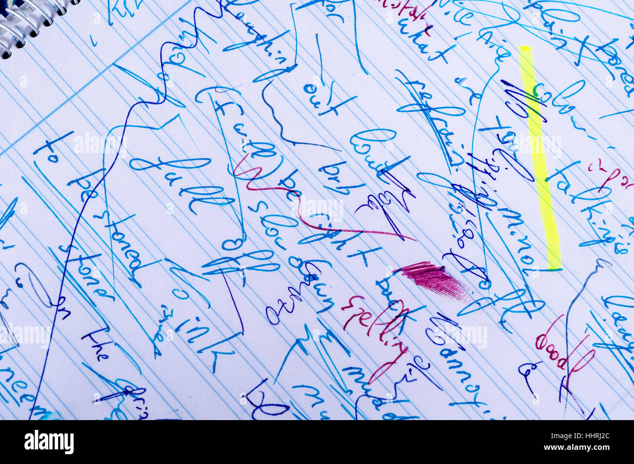 Handwritten scribbling in different fountain ink colours and line ...