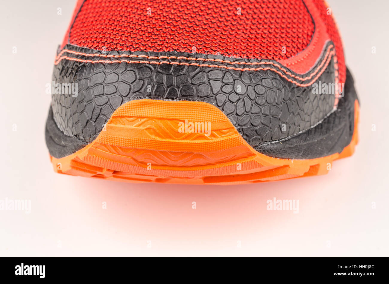 Front view of a cross country running shoe with a rugged sole Stock ...