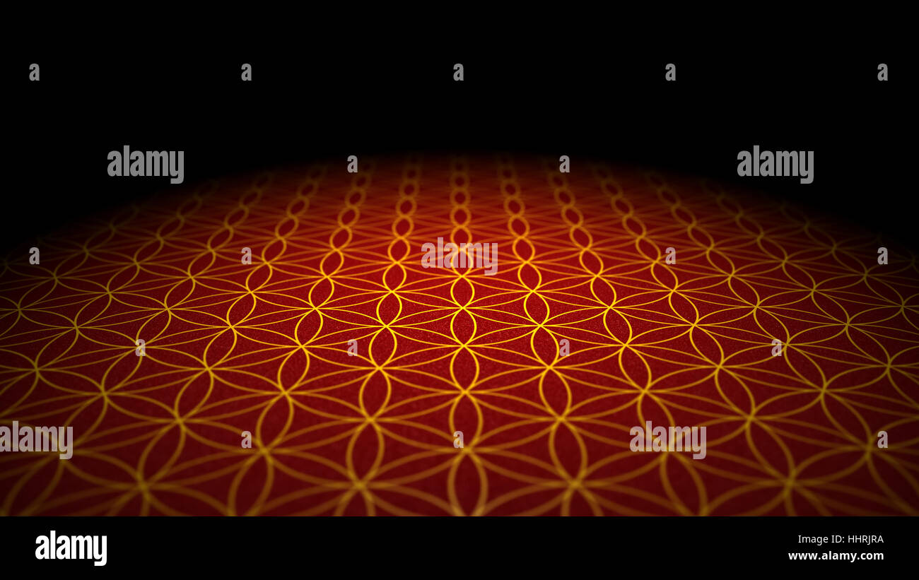 floor with texture - flower of life - red gold Stock Photo - Alamy