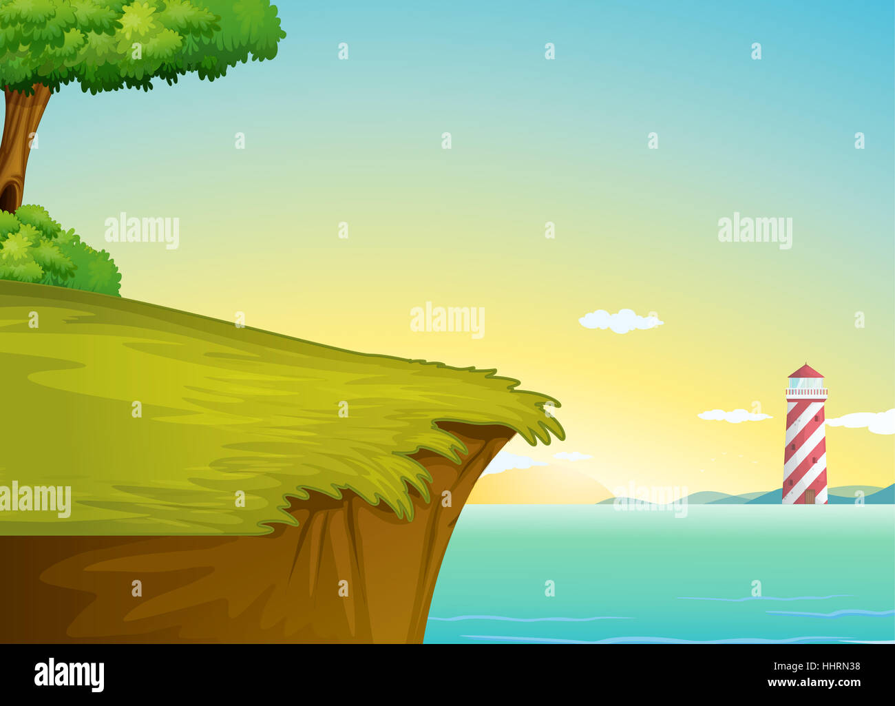 comic, cartoon, illustrations, blue, tower, single, tree, garden ...