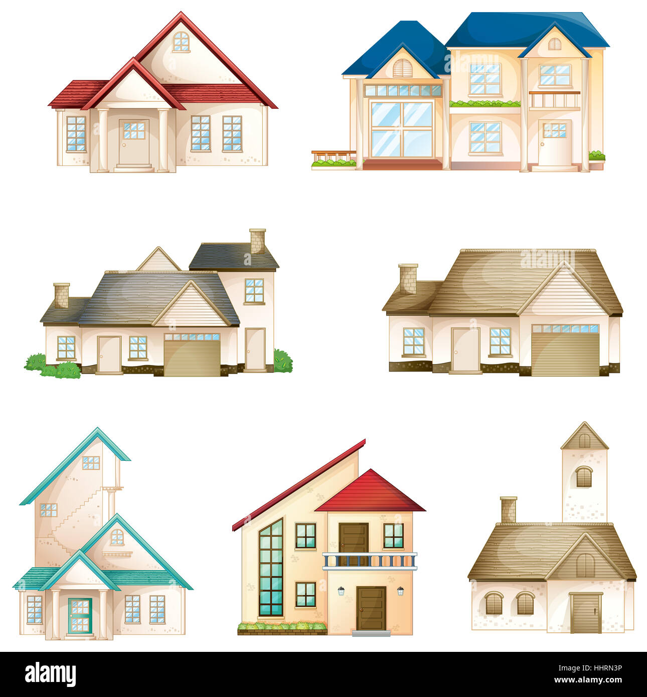 comic, cartoon, illustrations, house, building, objects, houses, colour ...