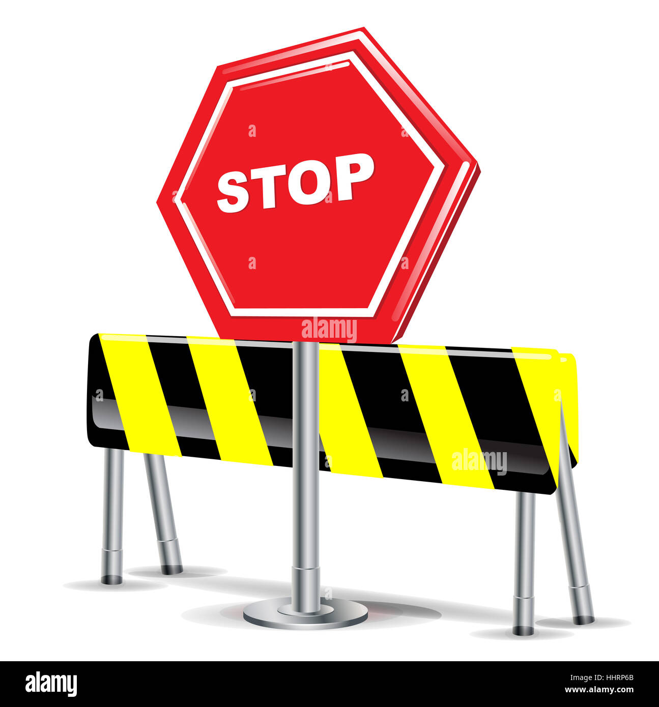 stop sign and attention sign on white Stock Photo - Alamy