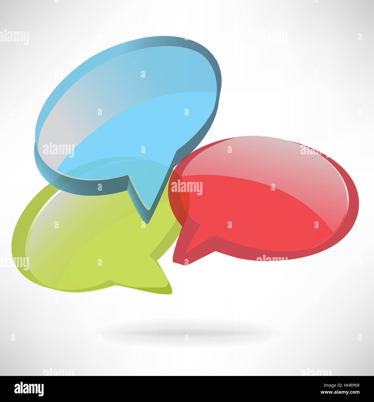 three transparent colorful speech dialog boxes on white Stock Photo - Alamy