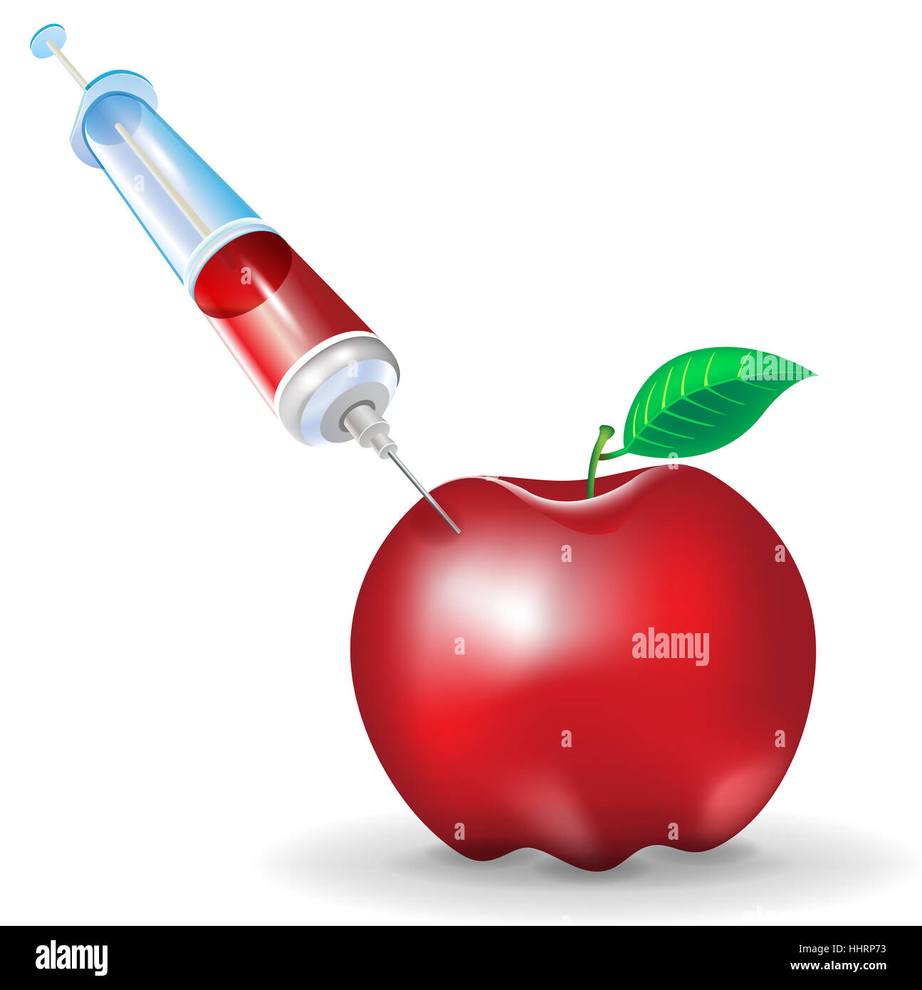 genetic modification of fruit; apple and syringe isolated Stock Photo ...