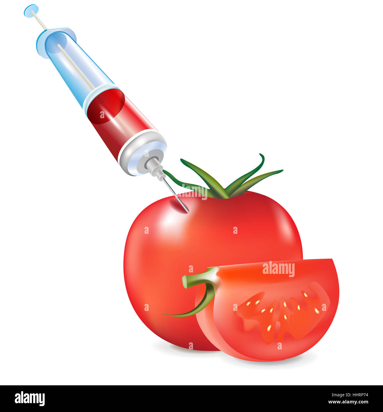 genetic modification of vegetable; tomato and syringe isolated Stock ...