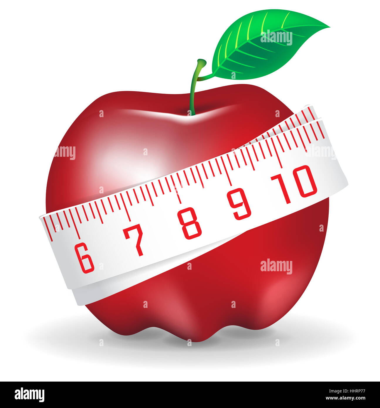 illustration measuring tape around fresh red apple Stock Photo - Alamy