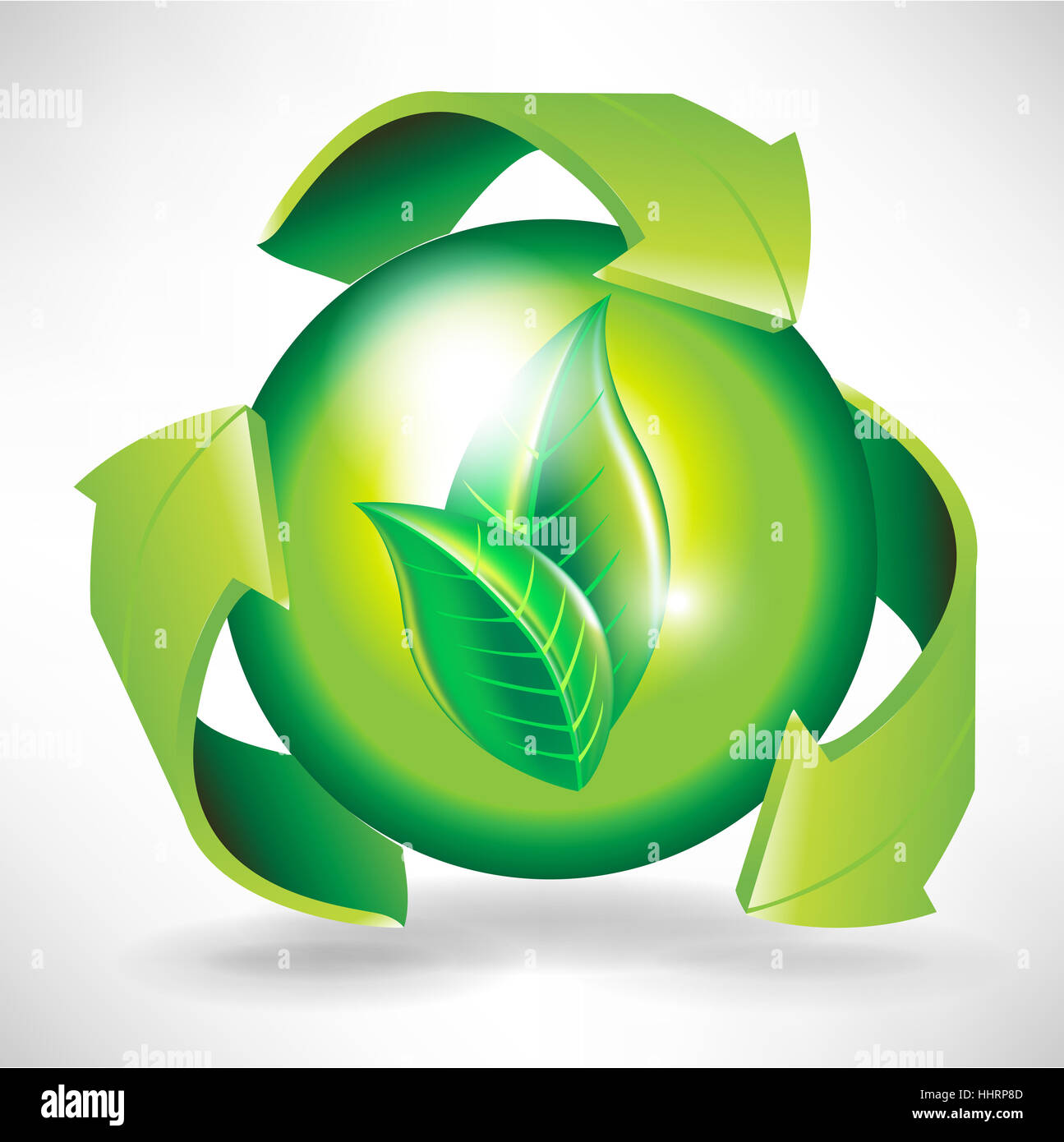 recycle concept with arrows and sphere with leaves Stock Photo - Alamy