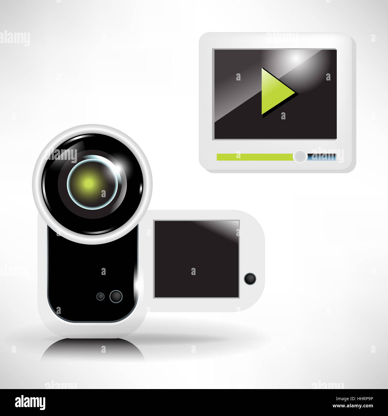 white camera recording and movie player icon Stock Photo - Alamy