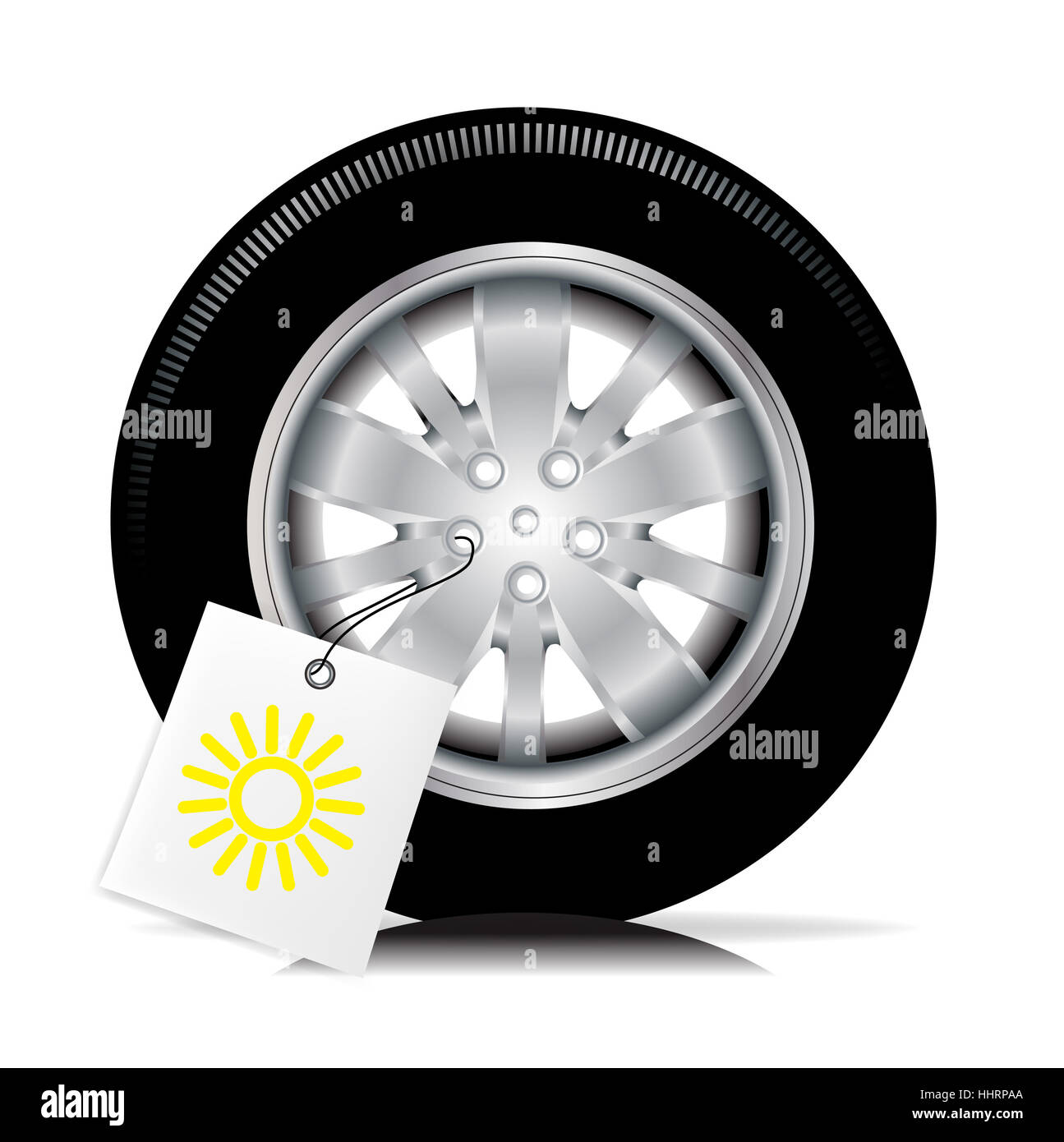 single car tire with summer sign Stock Photo - Alamy