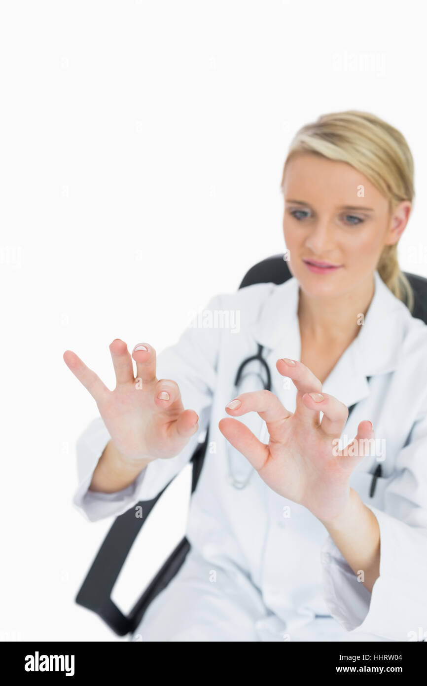 Doctor touching something on hi-res stock photography and images - Alamy