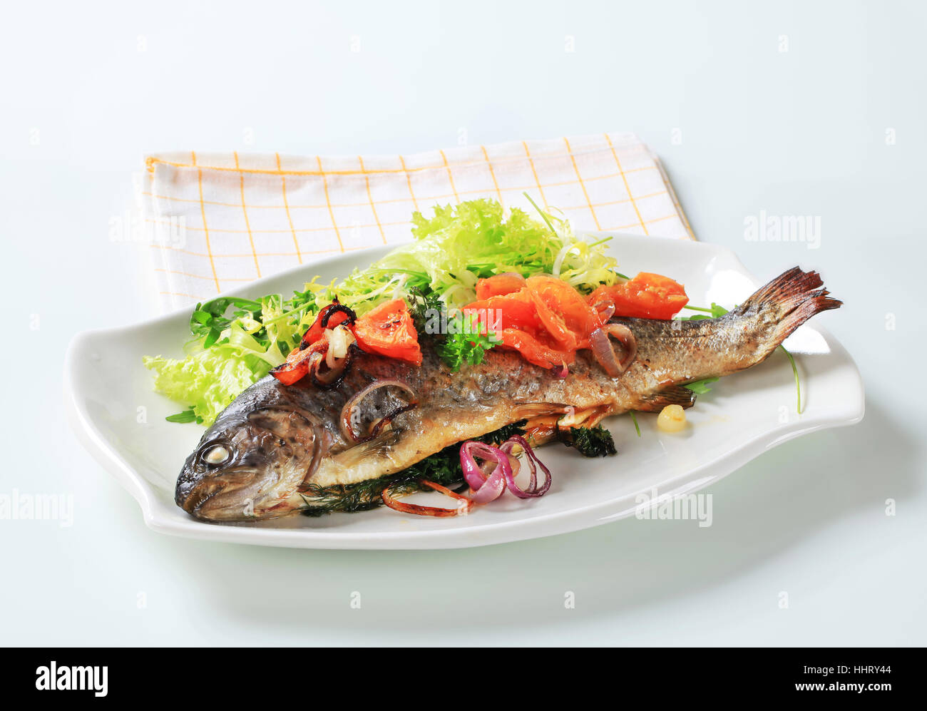 food, aliment, closeup, angle, fish, plate, trout, gourmet, onion, dish ...