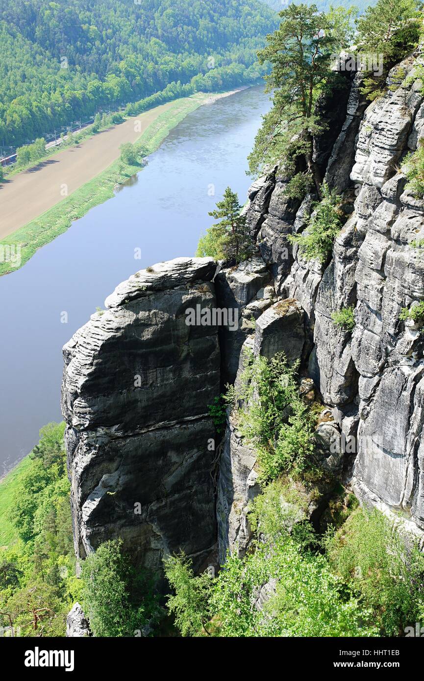 tourism, ravine, elbe, mountain, river, water, detail, environment ...