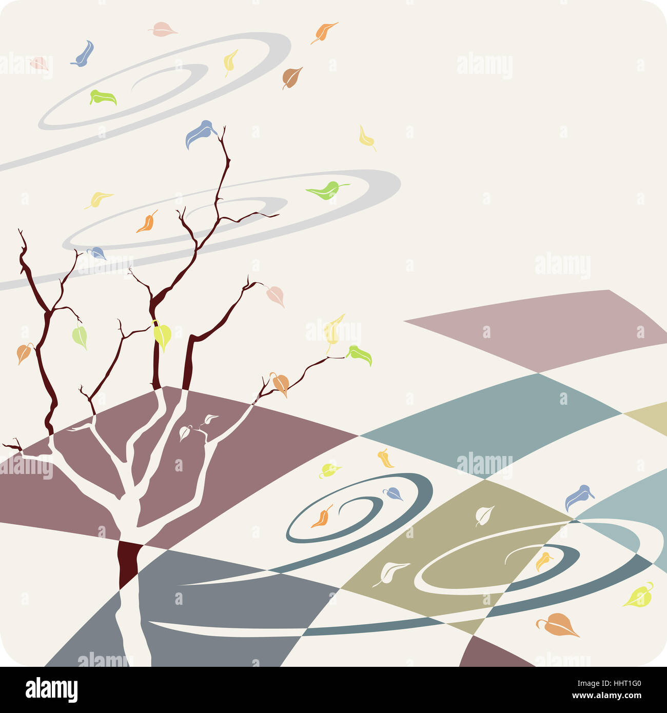 tree, illustration, backdrop, background, storm, gale, wind, fall ...