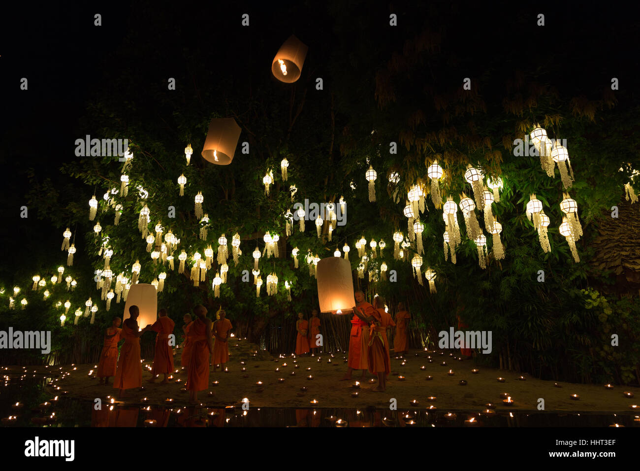 Chiang Mai, Thailand - November 14, 2016: buddhist monk floating hot ...