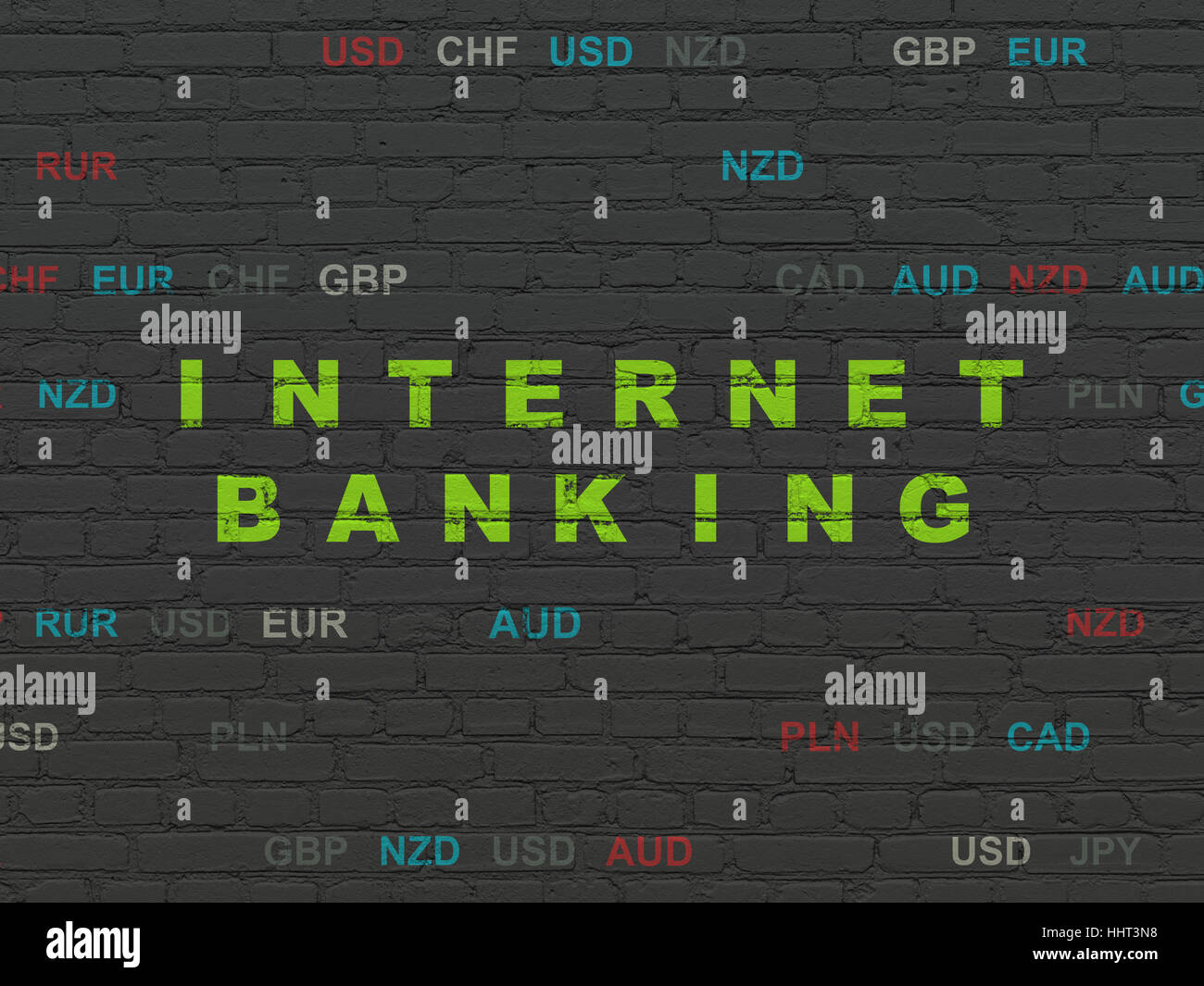 Currency concept: Internet Banking on wall background Stock Photo - Alamy