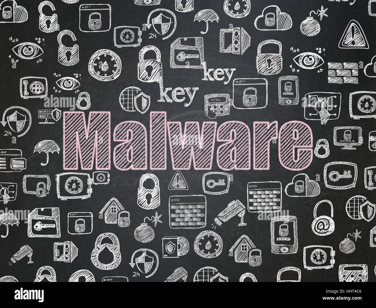 Protection concept: Malware on School board background Stock Photo - Alamy