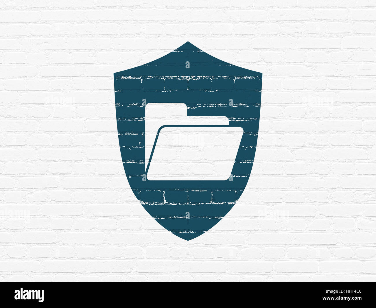 Business concept: Folder With Shield on wall background Stock Photo - Alamy