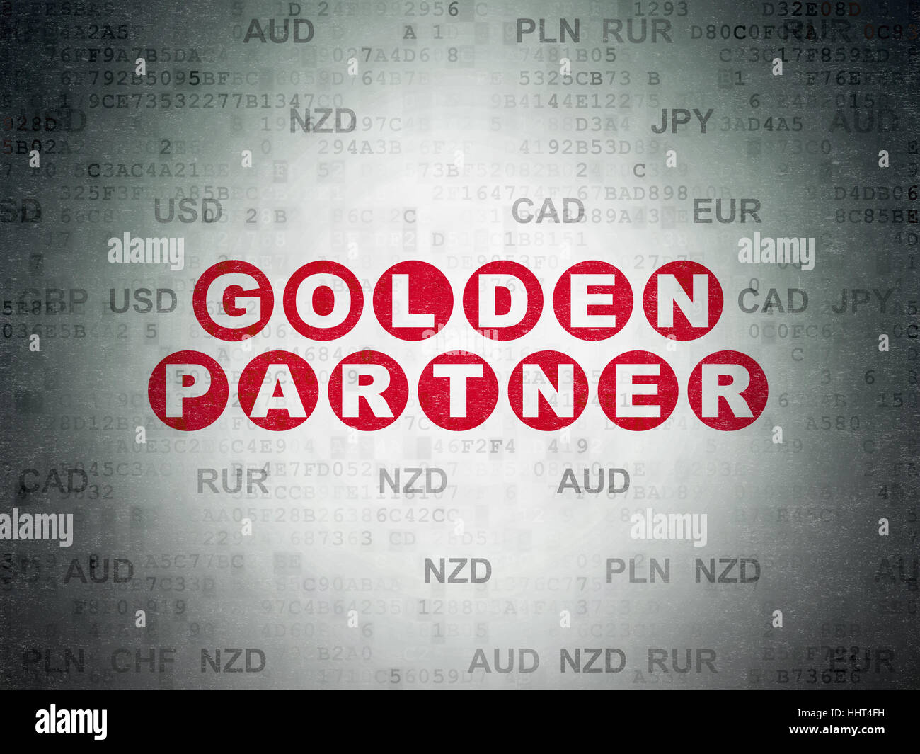 Finance concept: Golden Partner on Digital Data Paper background Stock ...