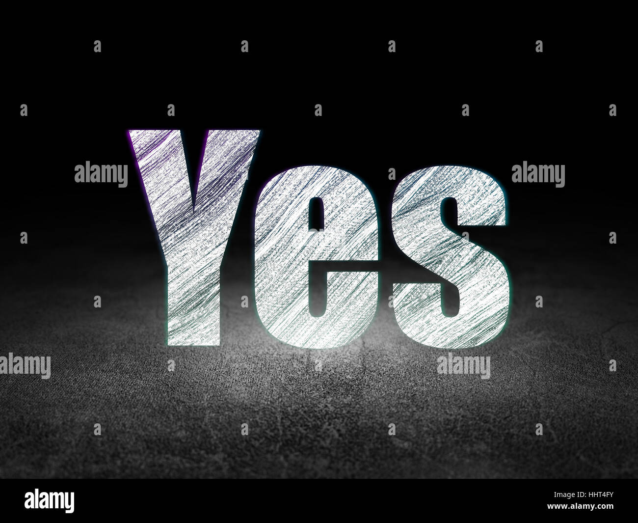 Finance concept: Yes in grunge dark room Stock Photo - Alamy