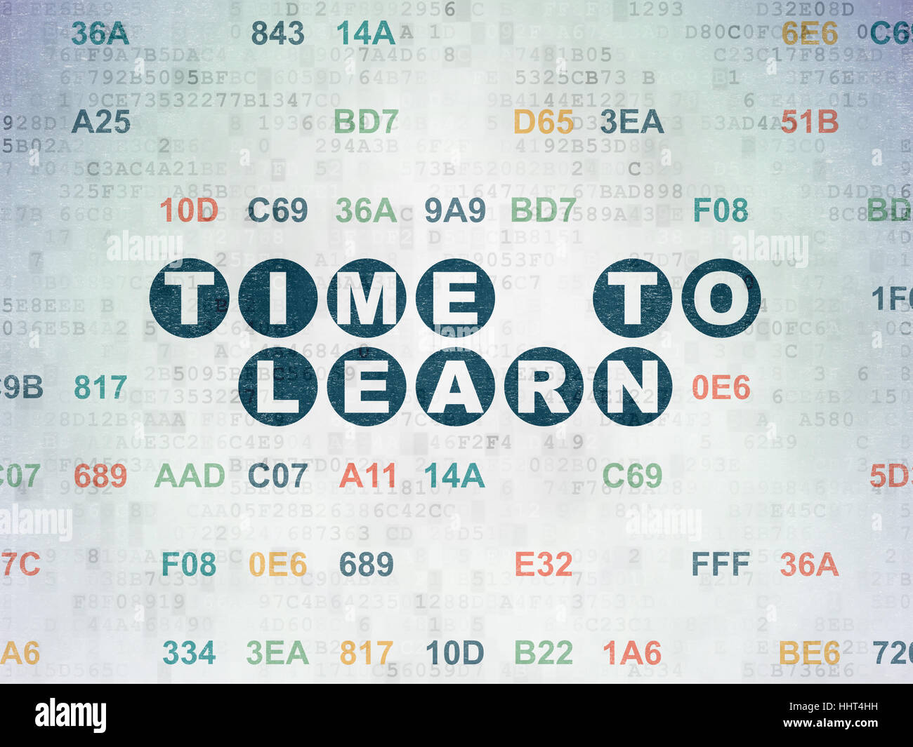 Time concept: Time to Learn on Digital Data Paper background Stock ...