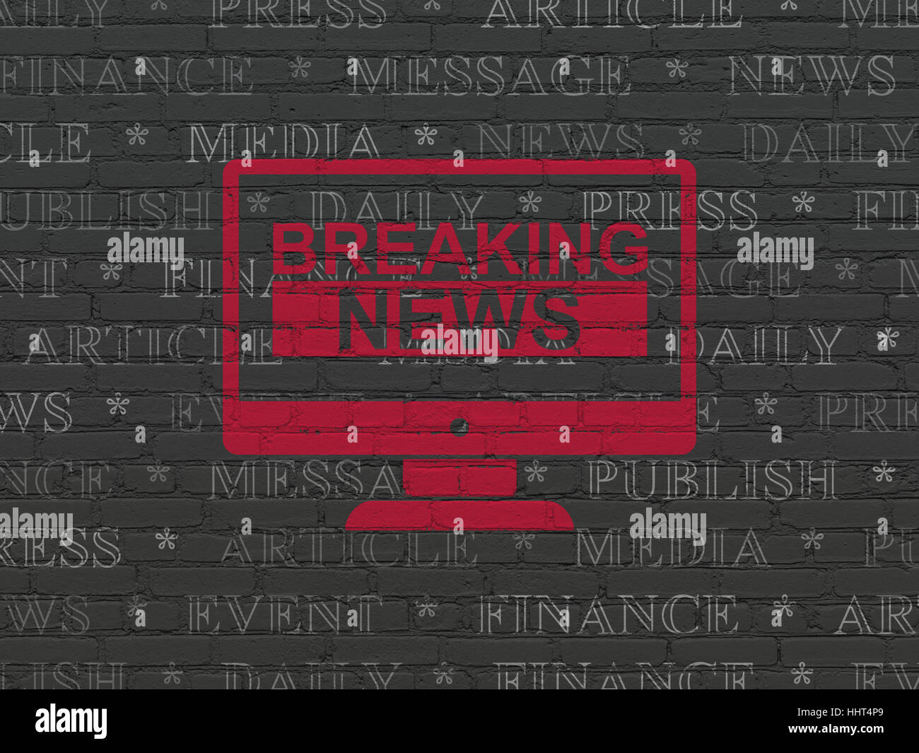 News concept: Breaking News On Screen on wall background Stock Photo ...