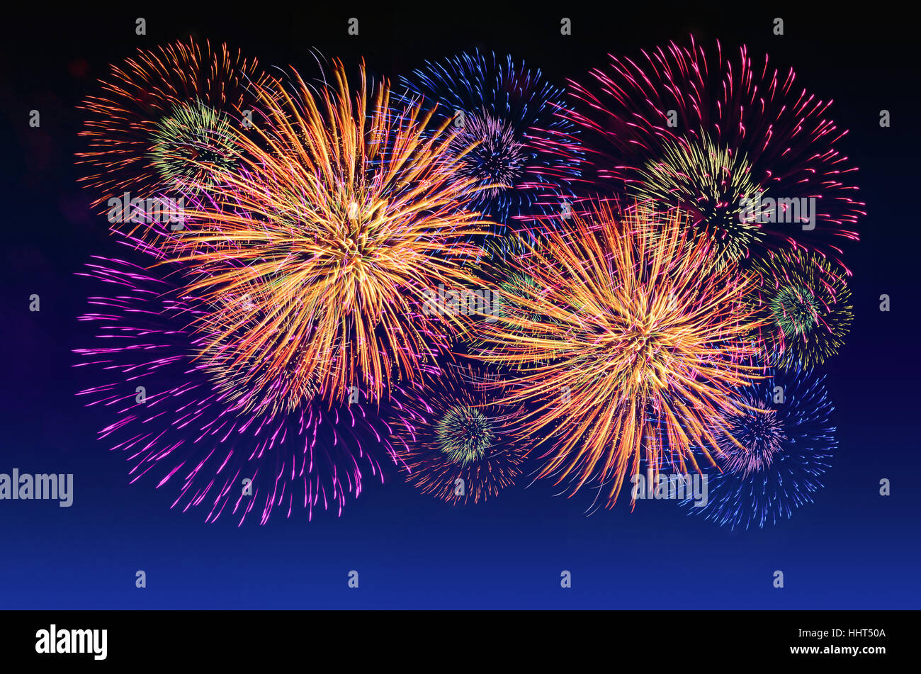 Colorful fireworks celebration and the twilight sky background Stock ...