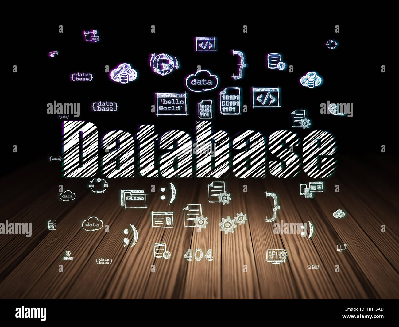 Database concept: Database in grunge dark room Stock Photo - Alamy