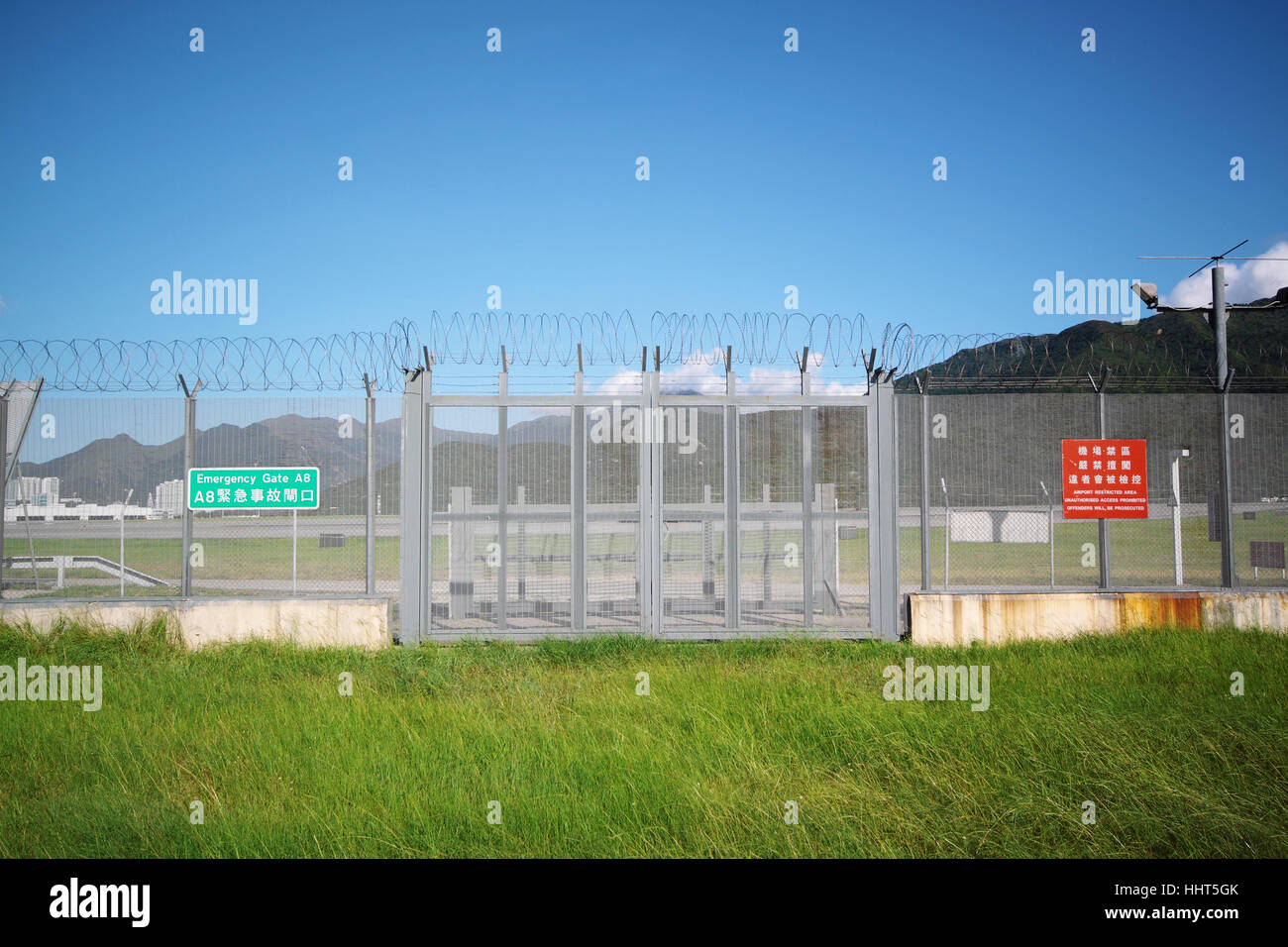 metal, fence, fence in, fencing, airport, firmament, sky, aircraft ...