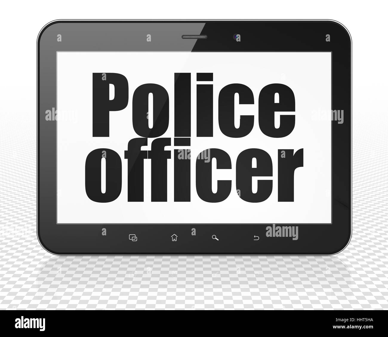 Law concept: Tablet Pc Computer with Police Officer on display Stock ...
