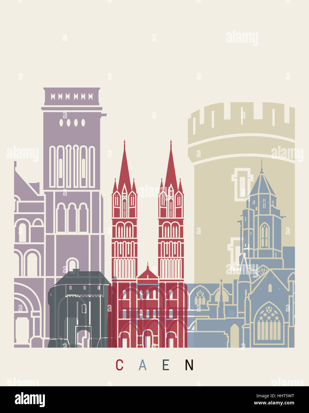 Caen skyline poster in editable vector file Stock Photo - Alamy