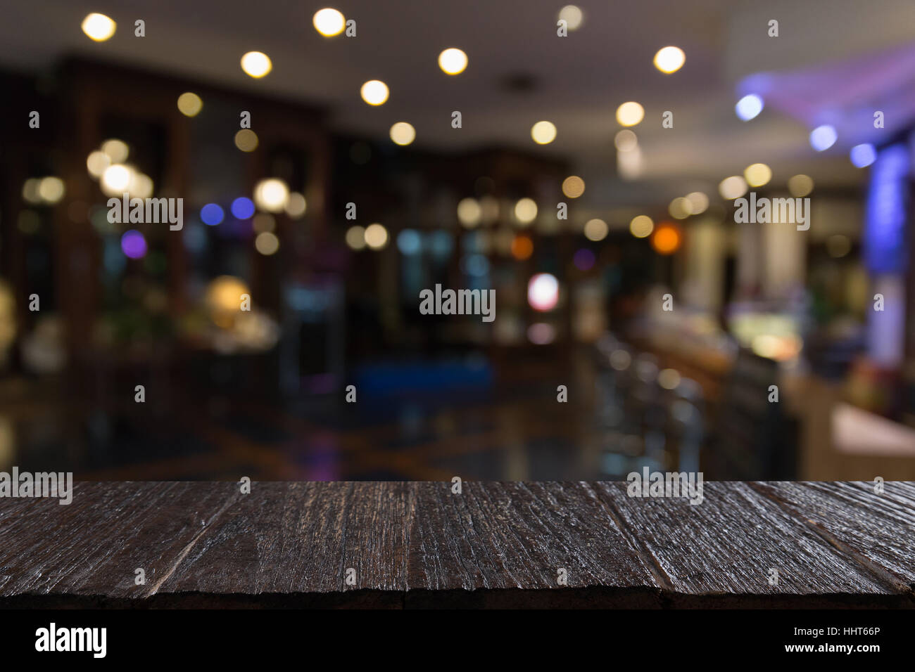 wood table for montage or display your product with blur background of ...