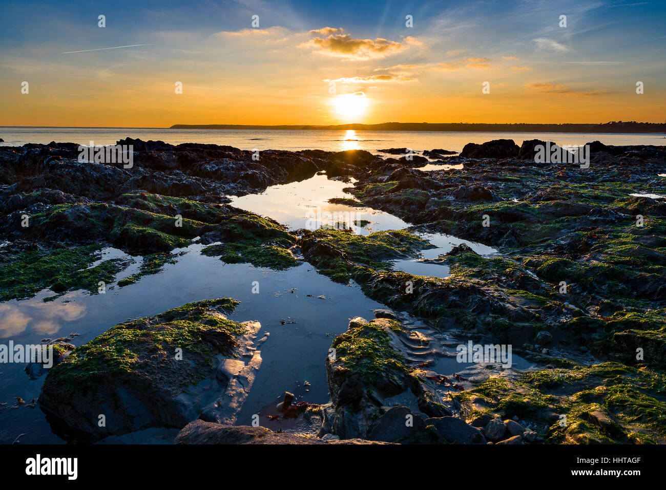 Polkerris, Par, Cornwall, UK at sunset Stock Photo - Alamy