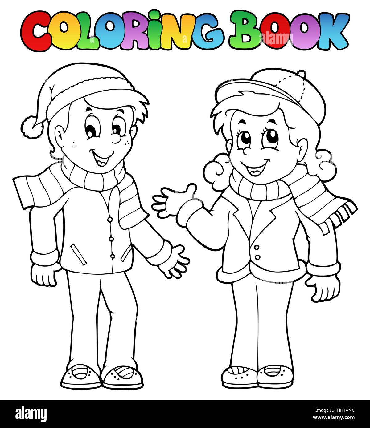 Boy girl colouring happy Cut Out Stock Images & Pictures - Alamy